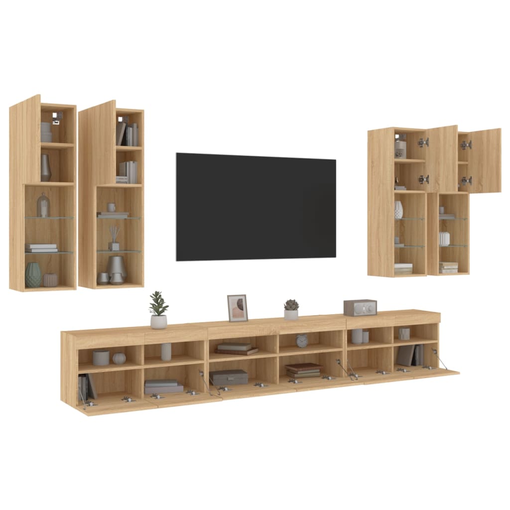 Set mobila living, Zakito Europe, LED RGB, 7 piese, Bej - eMAG.ro