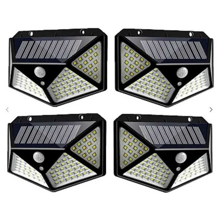 Set 4 Lampi Solare ULTRA 100 LED, cu senzor de miscare si lumina 3 ...