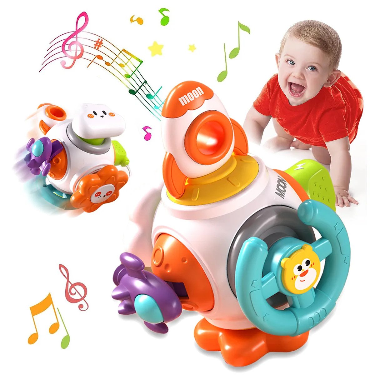 Jucarie cub interactiv 6 in 1, QuTek, educativa si senzoriala pentru ...