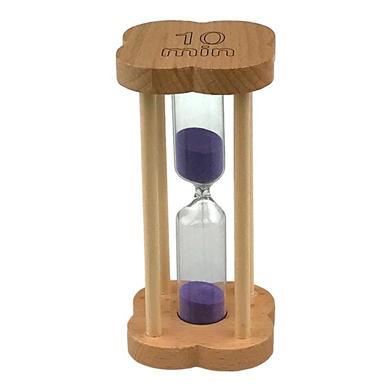 Clepsidra din lemn in forma de floare cu scris 10 minute, 6X12 cm, maro ...