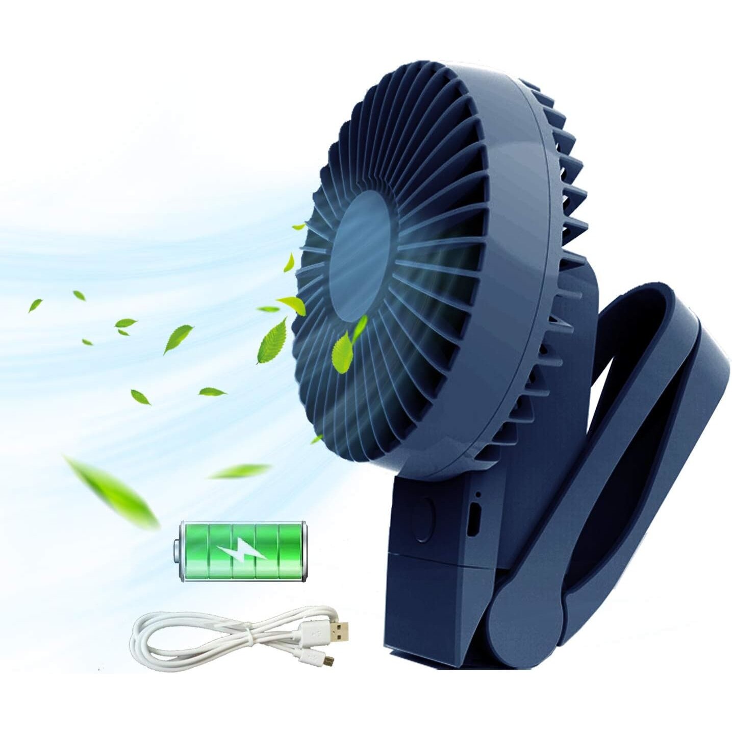 Mini ventilator,, Mmgoqqt, Port USB, 4000mAh, Albastru - eMAG.ro