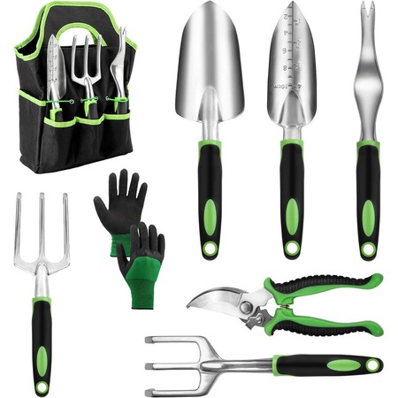 Set 8 scule de gradina, Cauciuc/Inox, Multicolor - eMAG.ro