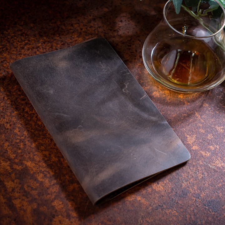 Nota de plata, 10.9 x 18 cm, Leather Vintage, piele naturala, maro ...