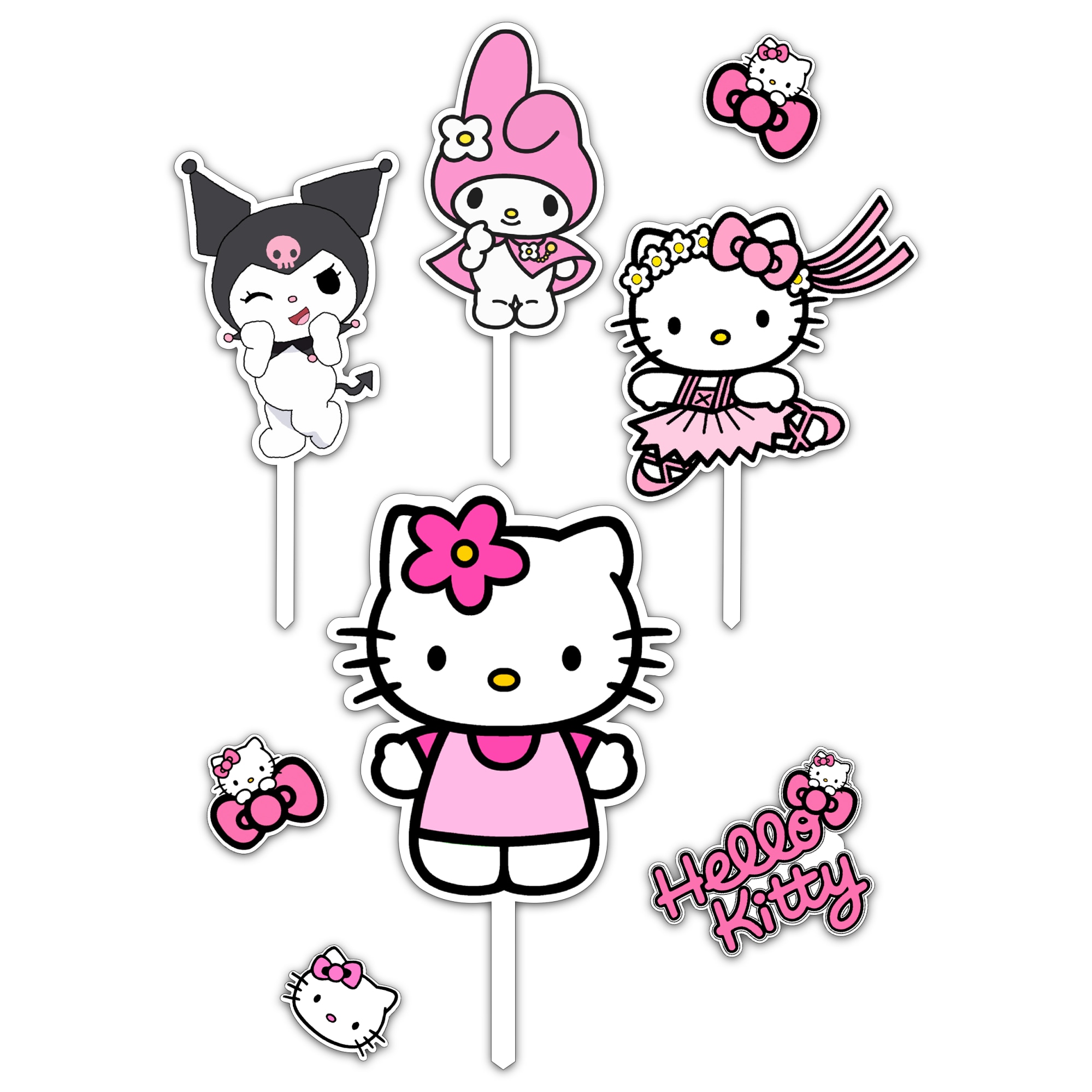 Set 8 figurine tort Hello Kitty, Placaj MDF, Bloom Atelier - eMAG.ro