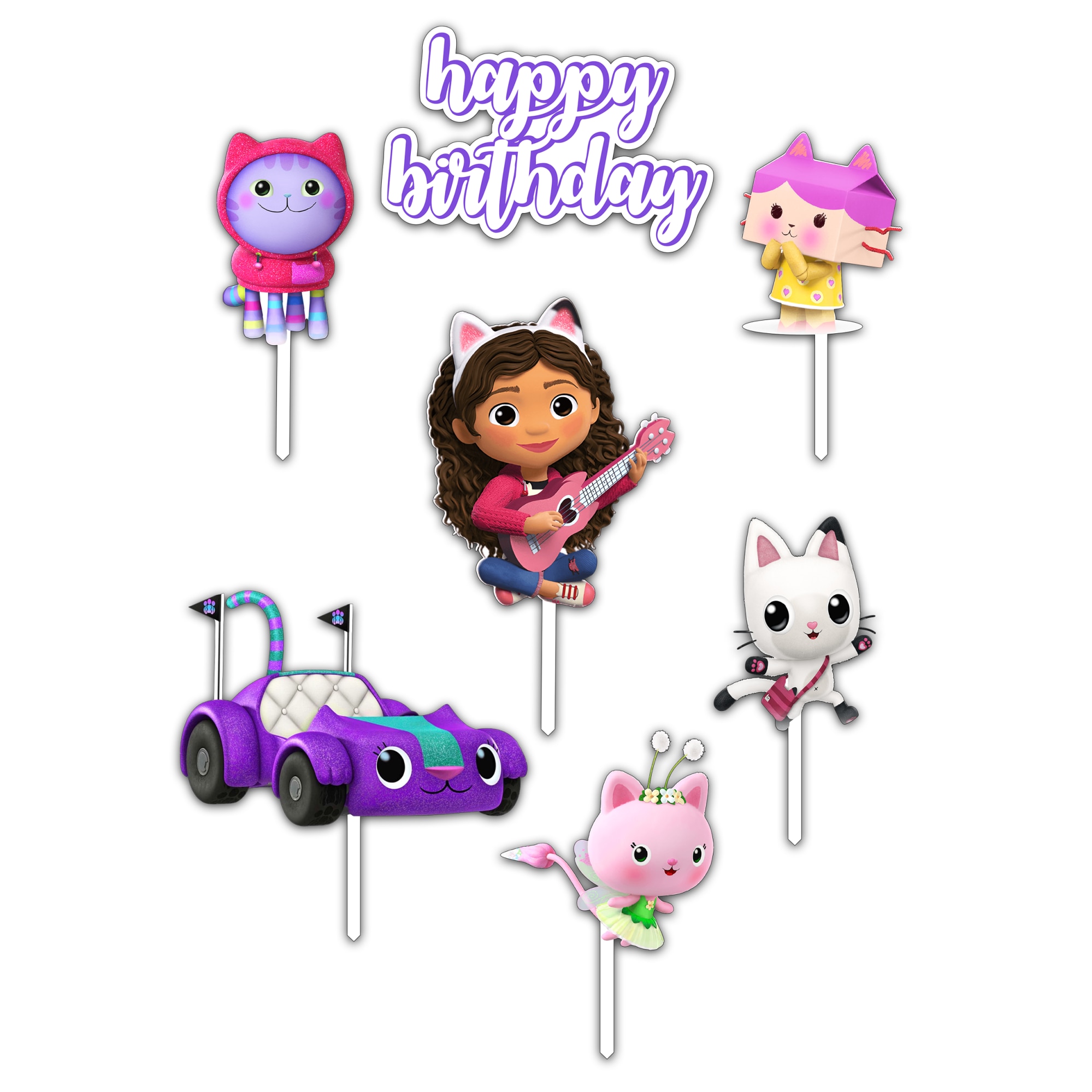 Set 7 figurine tort Casa de papusi a lui Gaby, Bloom Atelier, Placaj ...