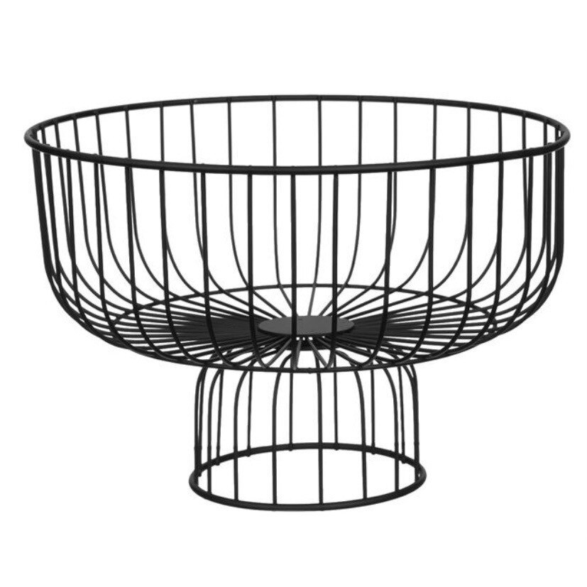 Cos metalic pentru fructe, cu picior, negru, 28x19.5 cm - eMAG.ro