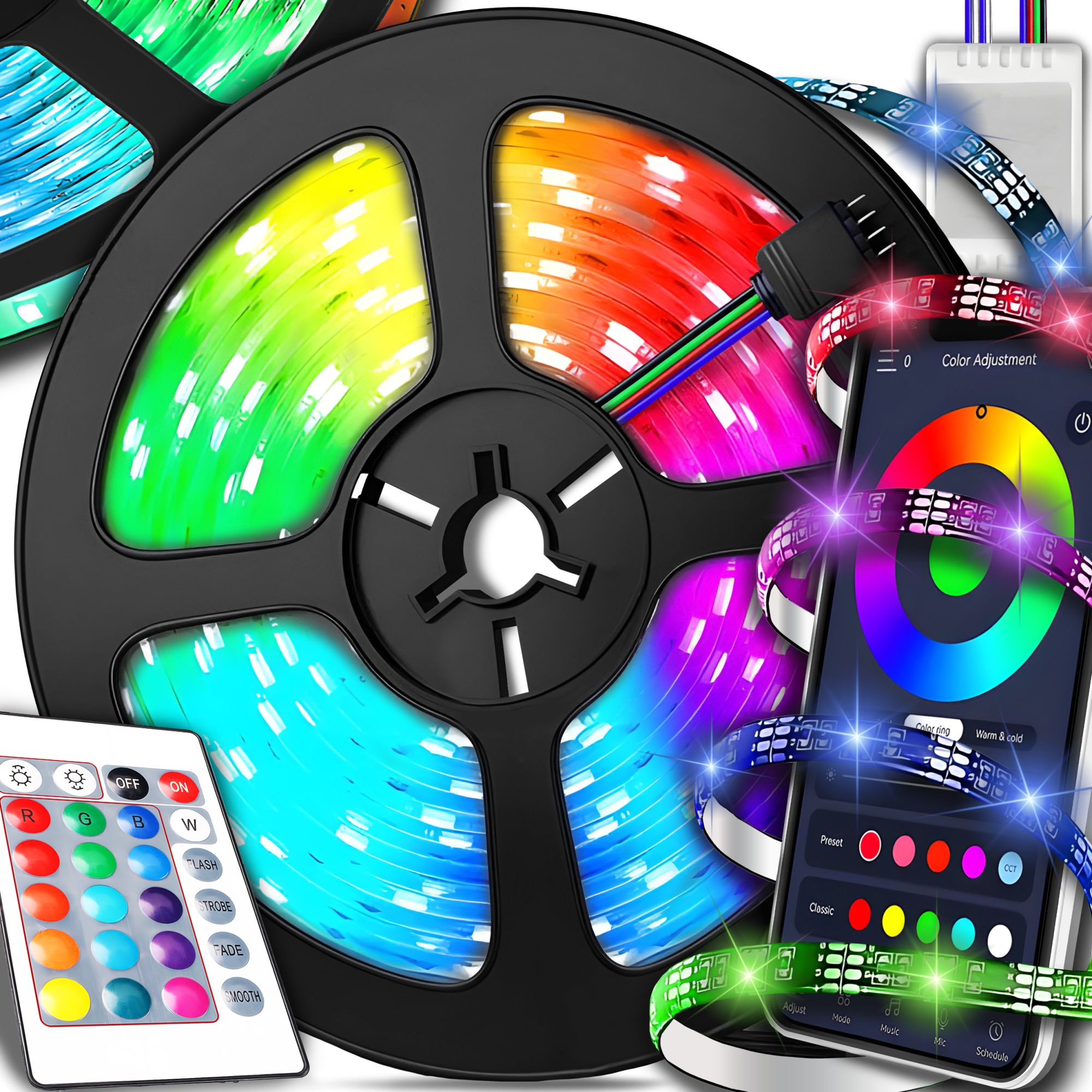 Banda Led 10 Metri 5050 Rgb Galaxia® Adeziva Bluetooth Aplicatie