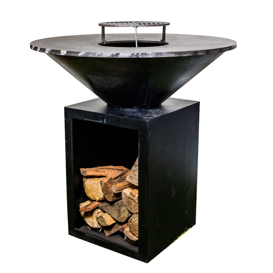 Gratar Teramat BBQ rotund pe lemne cu plita negru 70 cm - eMAG.ro