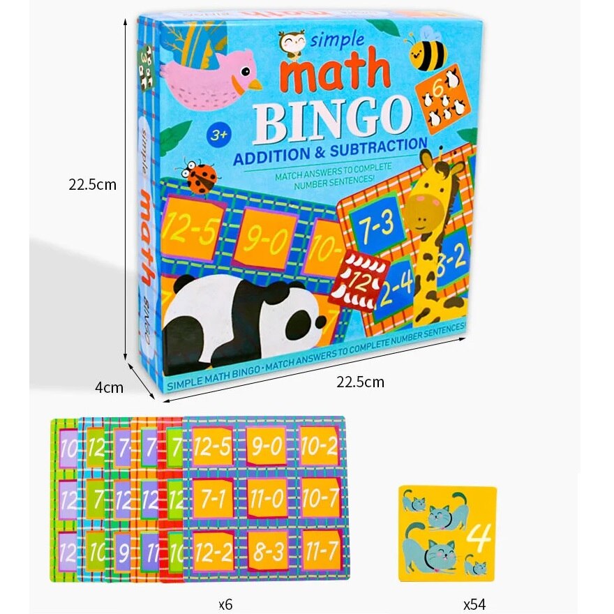 Joc educativ Matematic Bingo Simple Math, Invata adunari si scaderi ...