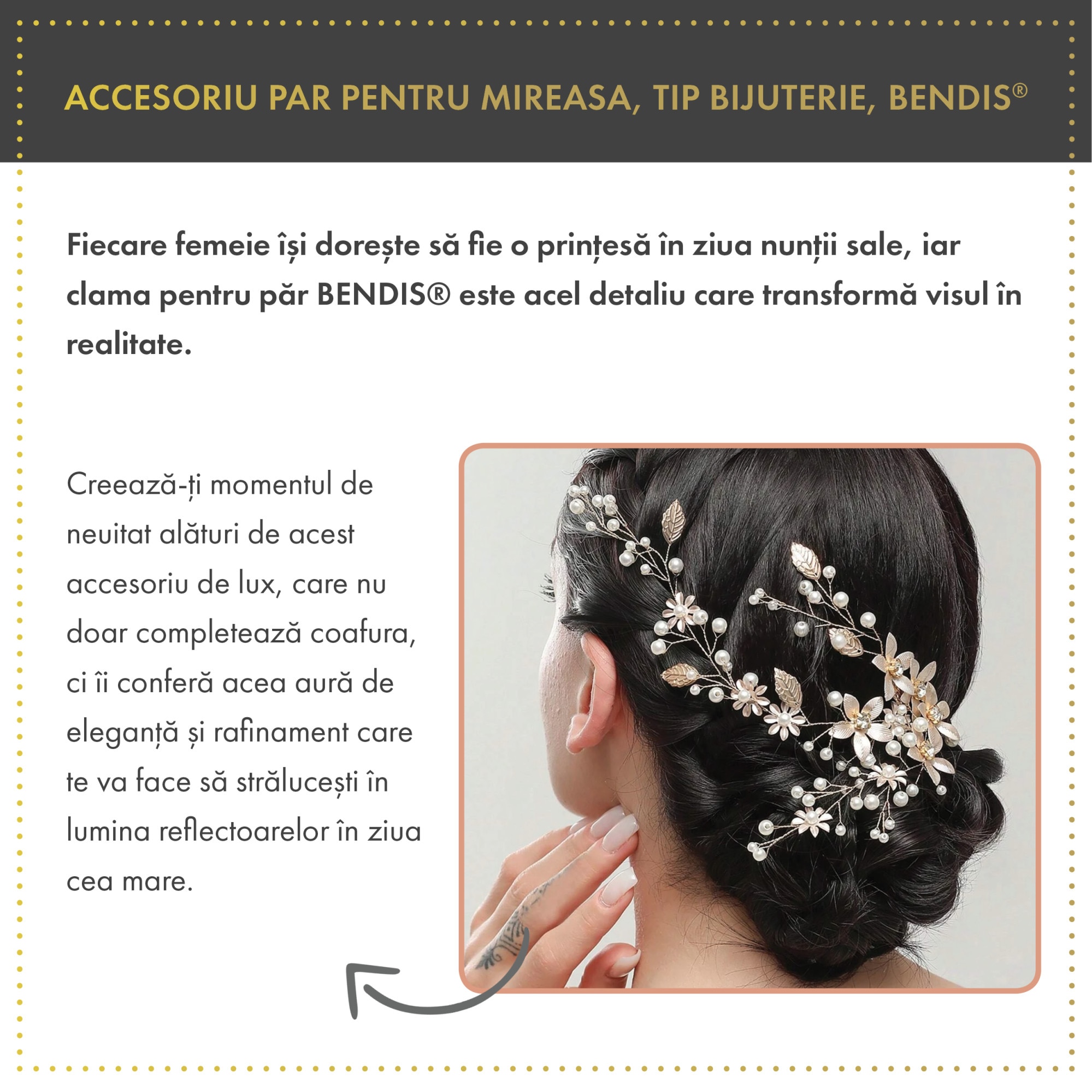 Accesoriu Par pentru Mireasa, tip Bijuterie, clama din fire delicate ...