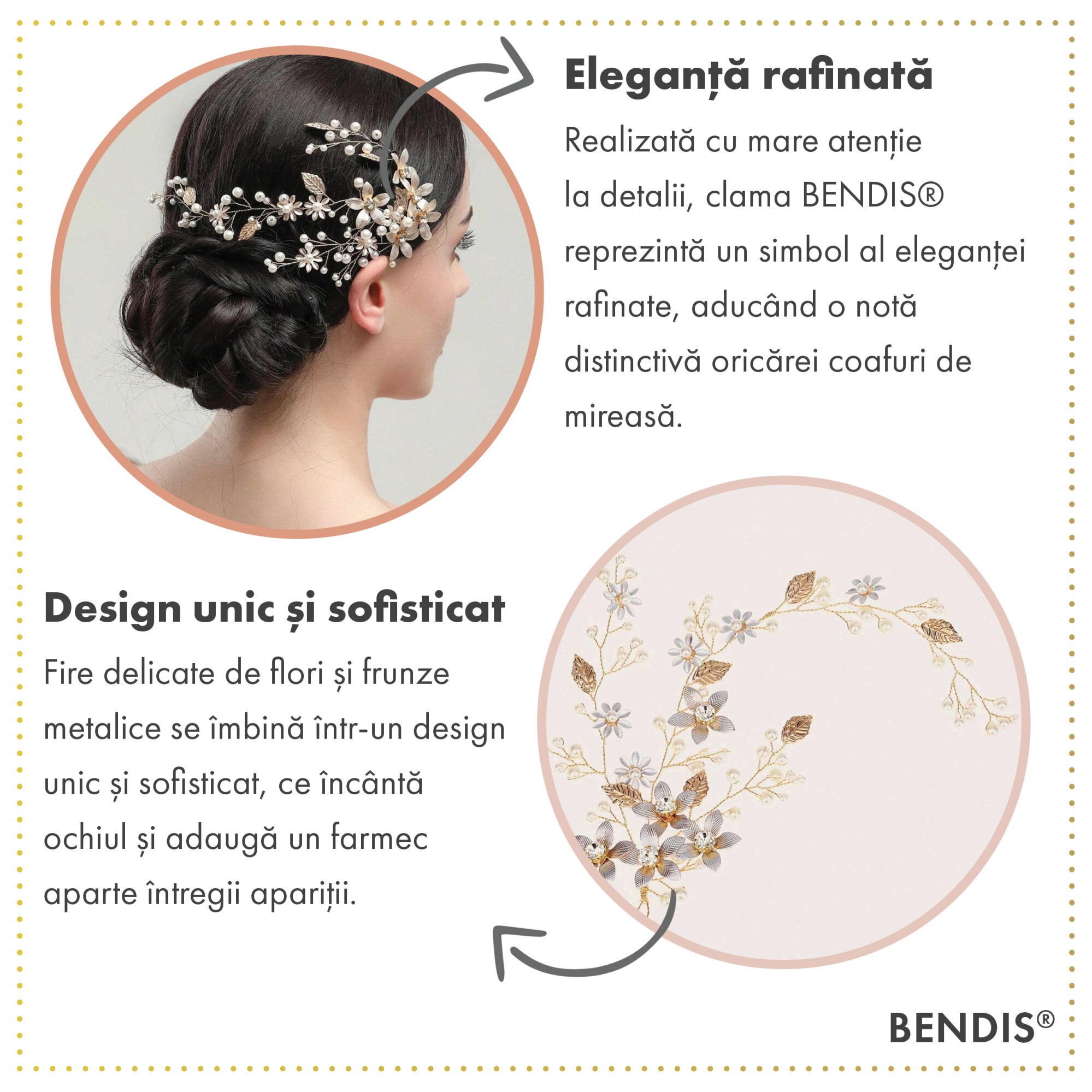 Accesoriu Par pentru Mireasa, tip Bijuterie, clama din fire delicate ...