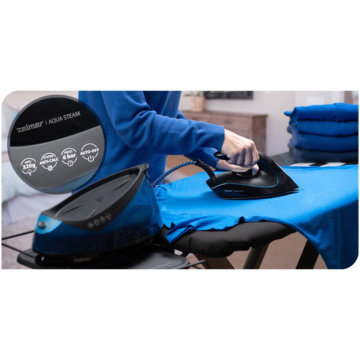 Statie de calcat Zelmer Aqua Steam ZIS5400, putere 2400W, presiune 6 ...