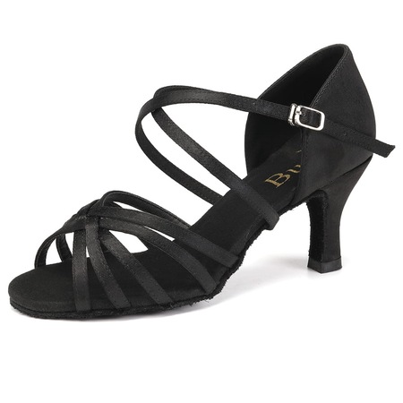 Pantofi de dans latino, Burtan, Antiderapant, toc 7cm, Negru, 36 - eMAG.ro