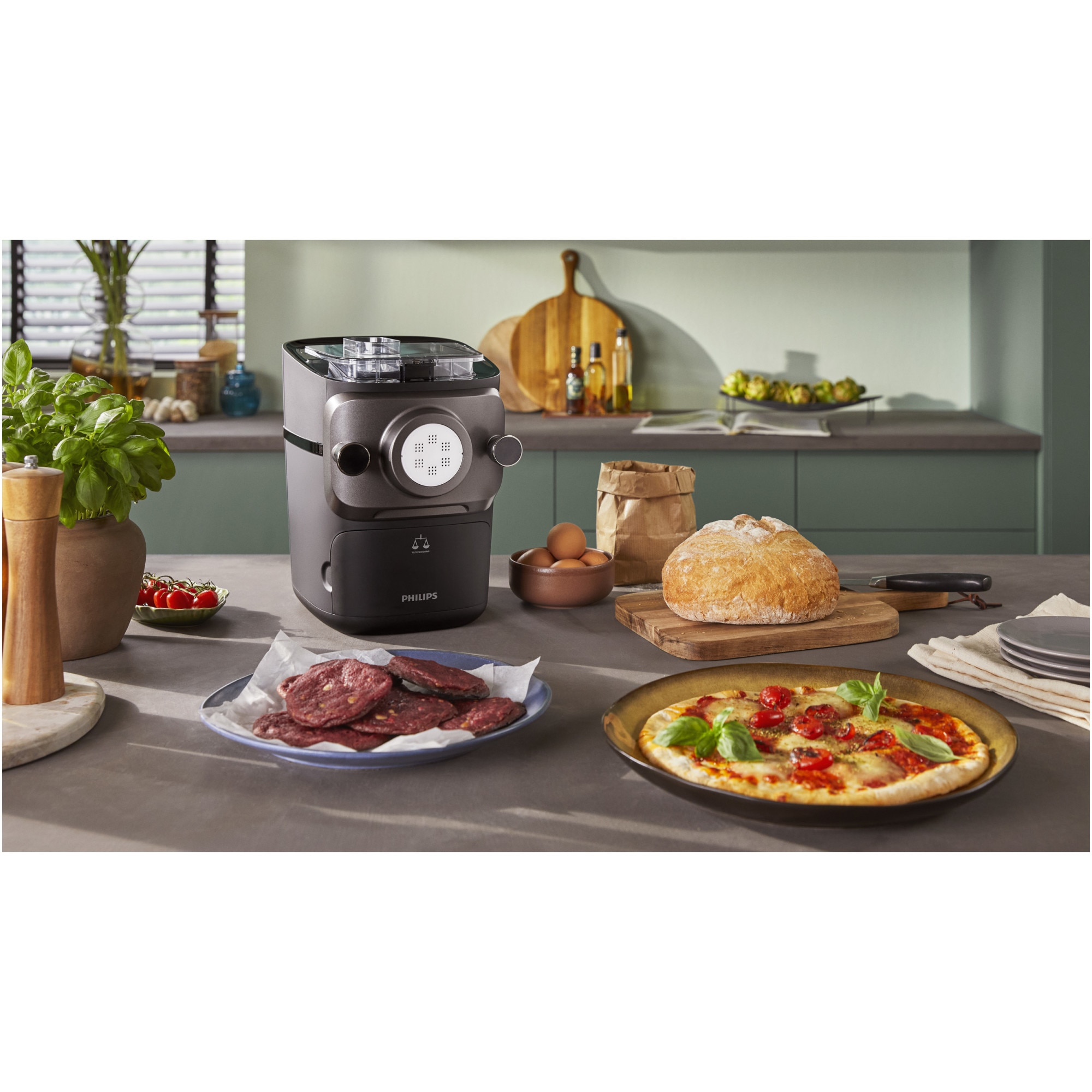 Masina de facut paste Philips HR2665/96 seria 7000, 200 W, automatizata ...