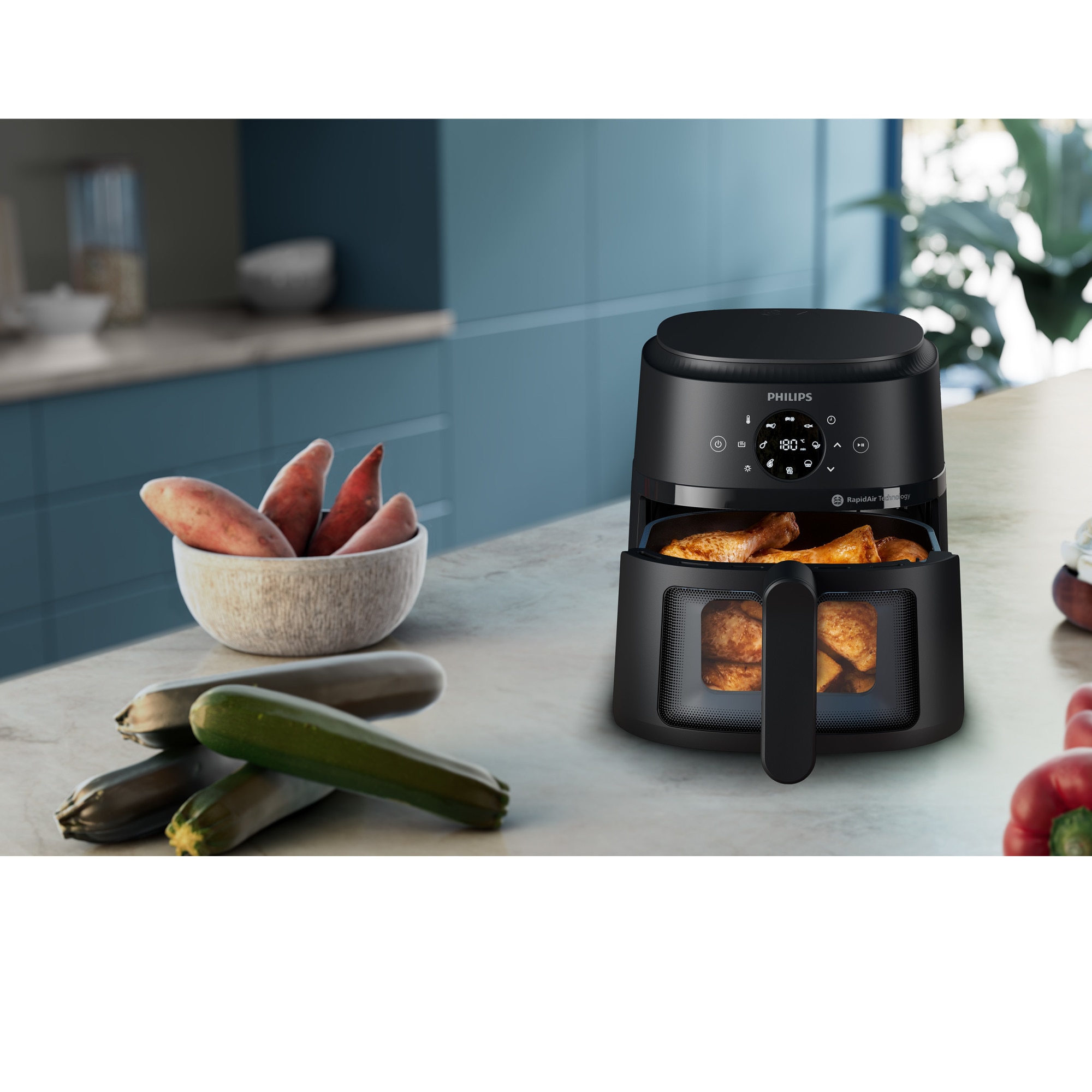 Фритюрник без мазнина Philips NA220/00 Серия 2000, 4,2 л, 13 метода на ...