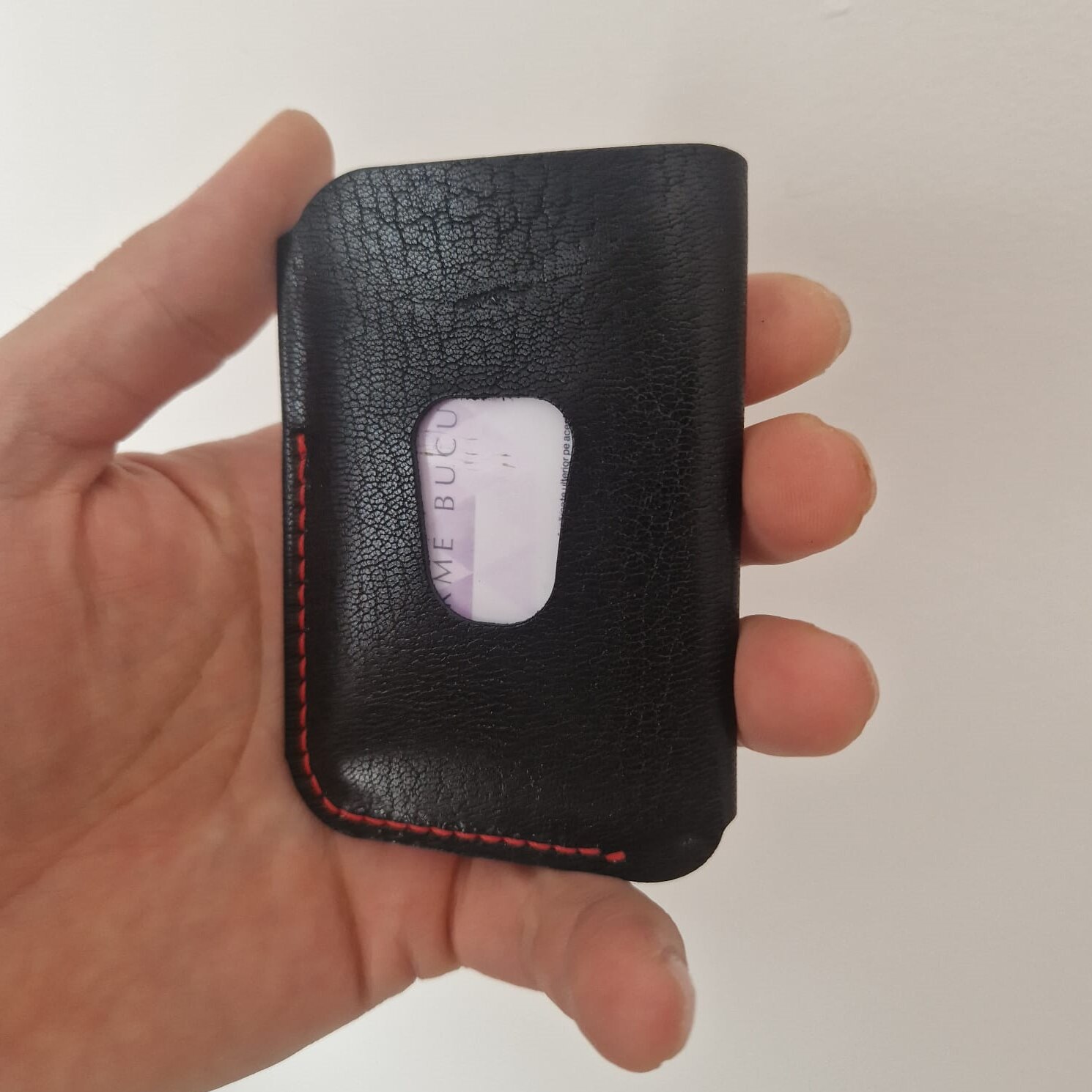 Port card din piele naturala, lucrat handmade - eMAG.ro