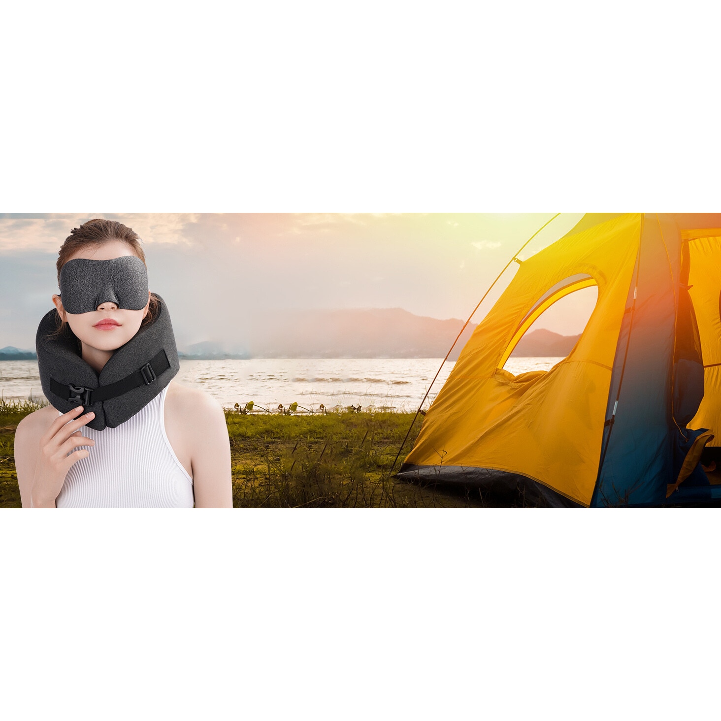 Set Perna Calatorie din Spuma cu Memorie Lemaro®️, Masca de Dormit 3D ...