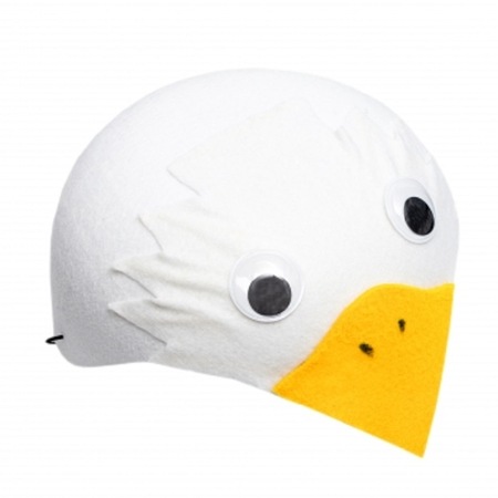 Palarie carnaval, model pasare alba, cu cioc galben, marime universala ...