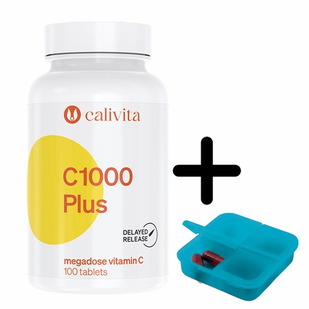Supliment alimentar cu Vitamina C + cutie pilule Vitamina C 1000 Plus, 100 tablete, CaliVita ...