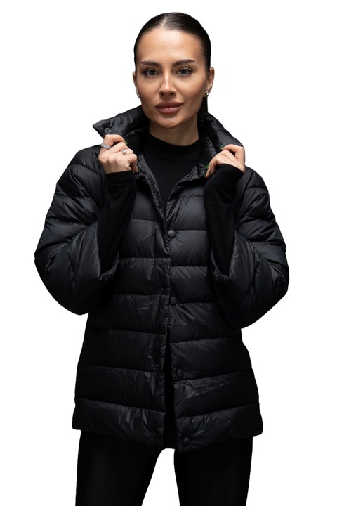 Geaca matlasata de primavara cu umplutura de puf gasca eleganta scurta ...