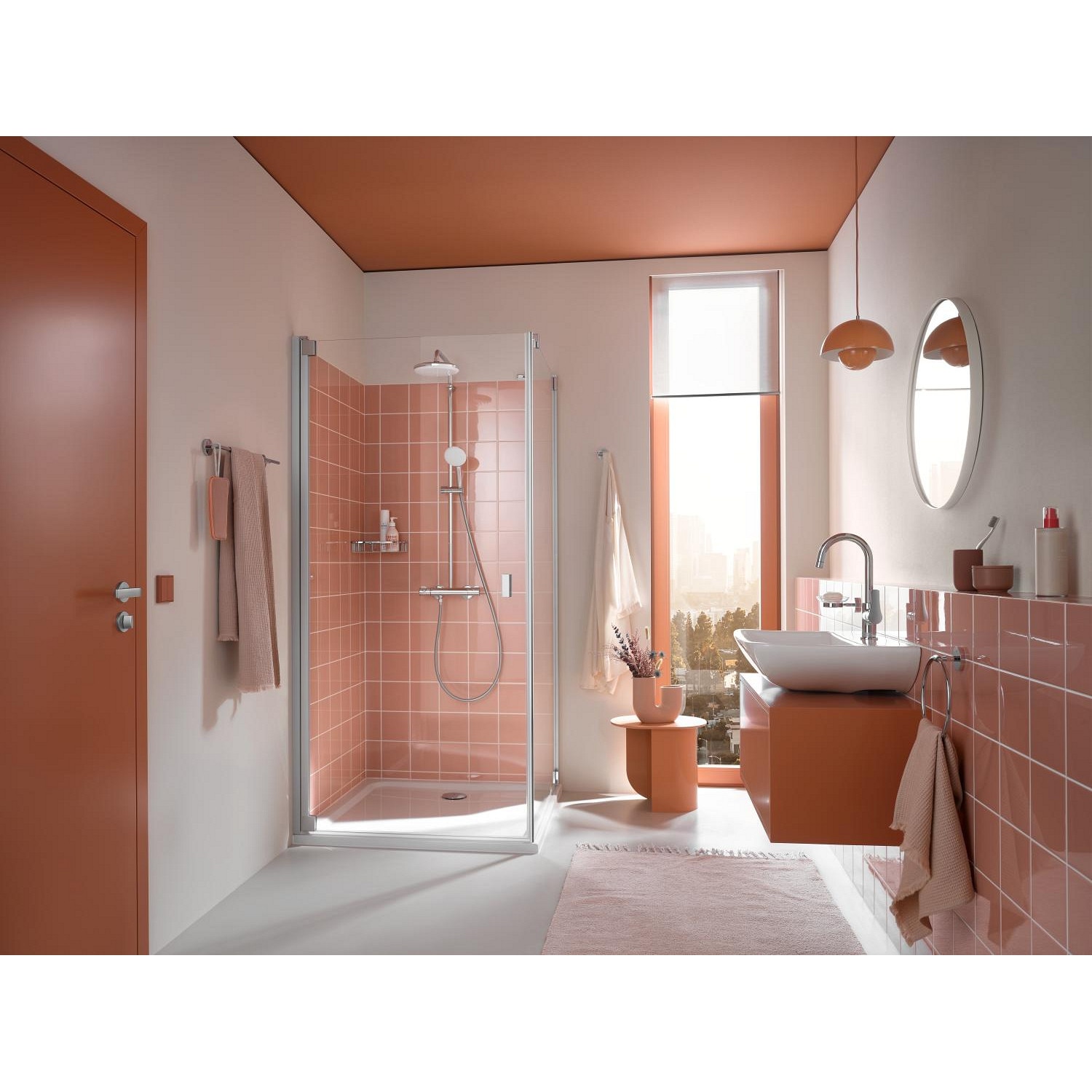 Sistem de dus cu baterie termostat Grohe Tempesta 210 26811001, montare ...