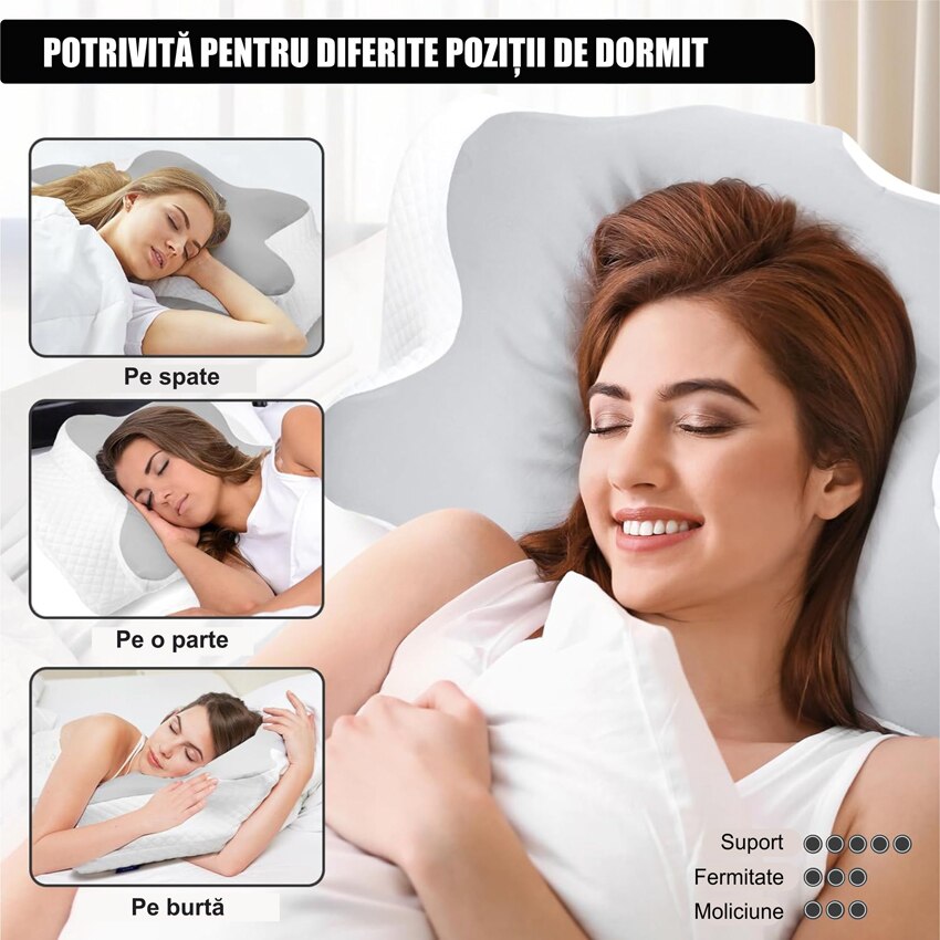Perna Ortopedica Cervicala pentru dormit Linomag®, Spuma cu Memorie ...