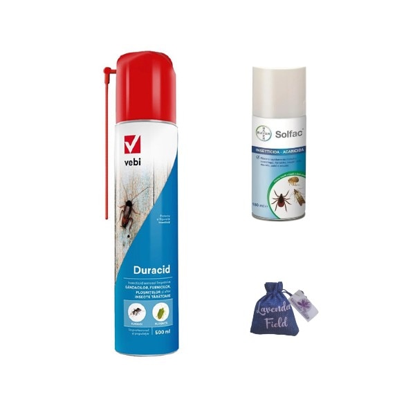Insecticid Solfac 150 ml si Duracid 500 ml si sac lavanda LF 10 gr anti gandaci, capuse, muste ...