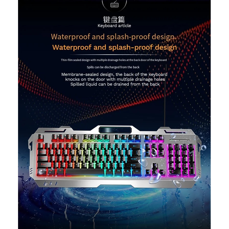 Комплект безжична механична клавиатура и мишка GX810, RGB осветление ...