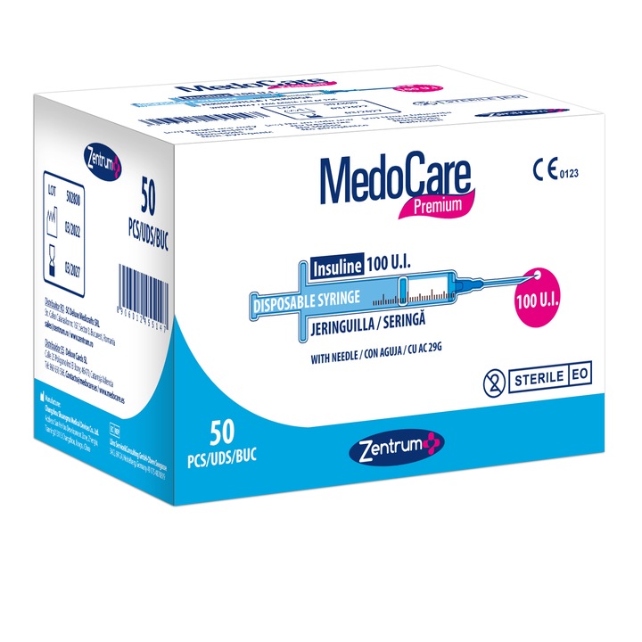 Seringa pentru insulina cu ac 29 G, cutie 50 buc - eMAG.ro