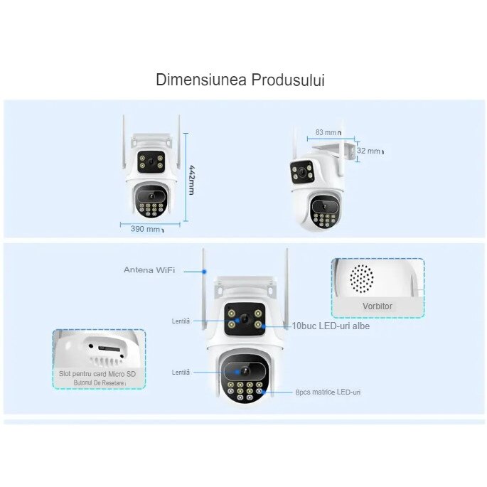 Camere de supraveghere exterior ICsee lentila duala 6MP 8MP CCTV PTZ ...