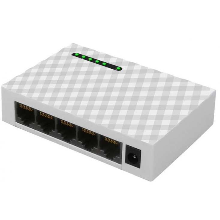 Switch de retea gigabit, 5 porturi, Fast Ethernet, 1000 mbps, alb/gri ...