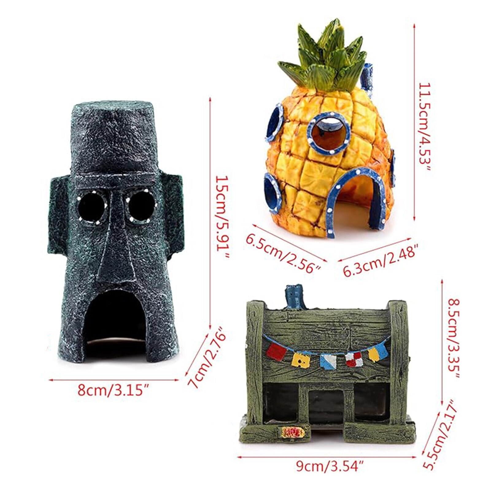 Set 3 decoratiuni acvariu, Zggzerg, Pentru pesti mici si mijlocii ...