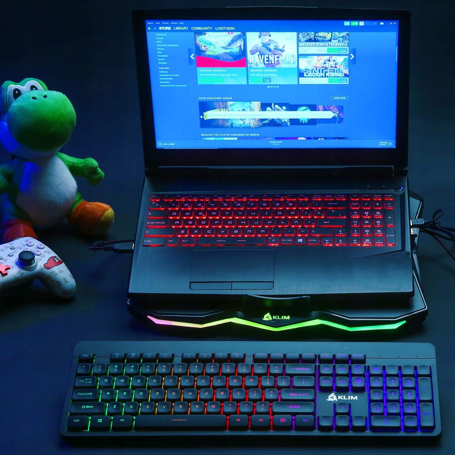 Suport racire laptop, multicolor, 17", design RGB - eMAG.ro