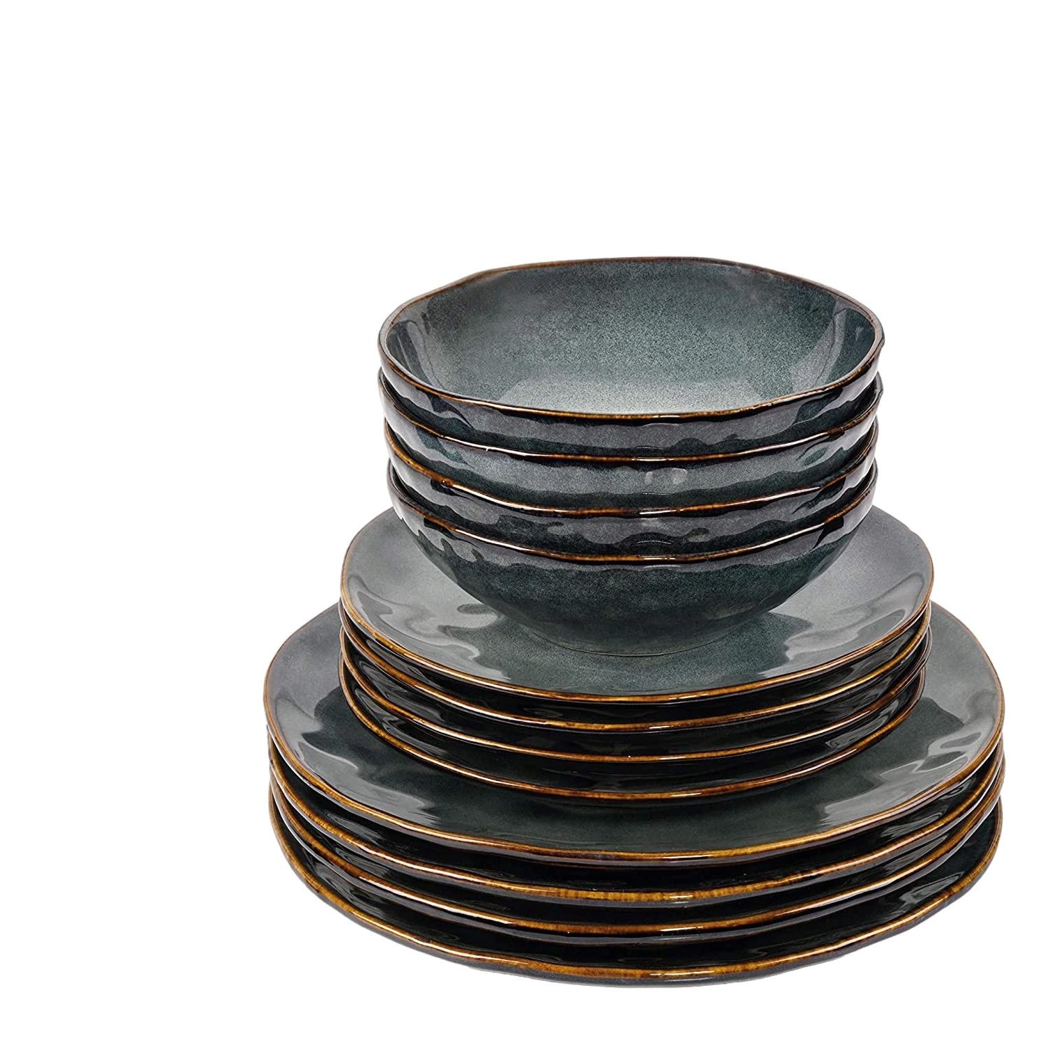 Set 12 vase de servire, Ceramica, Gri - eMAG.ro