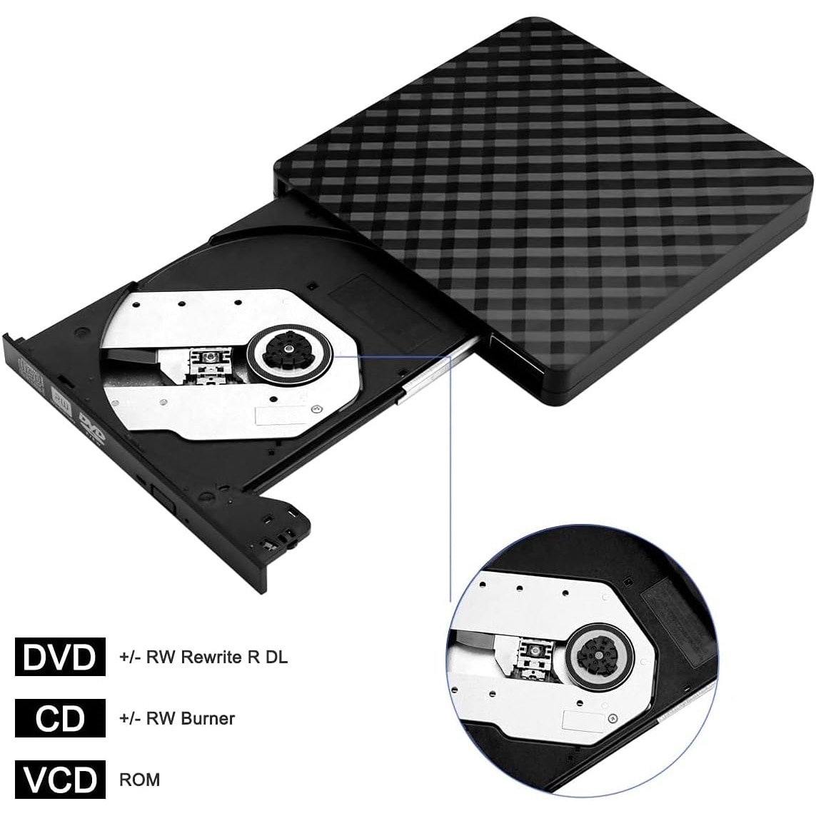 DVD writer extern MOSMAOO® ultra-subtire, DVD/CD/VCD +/-RW, suport M ...