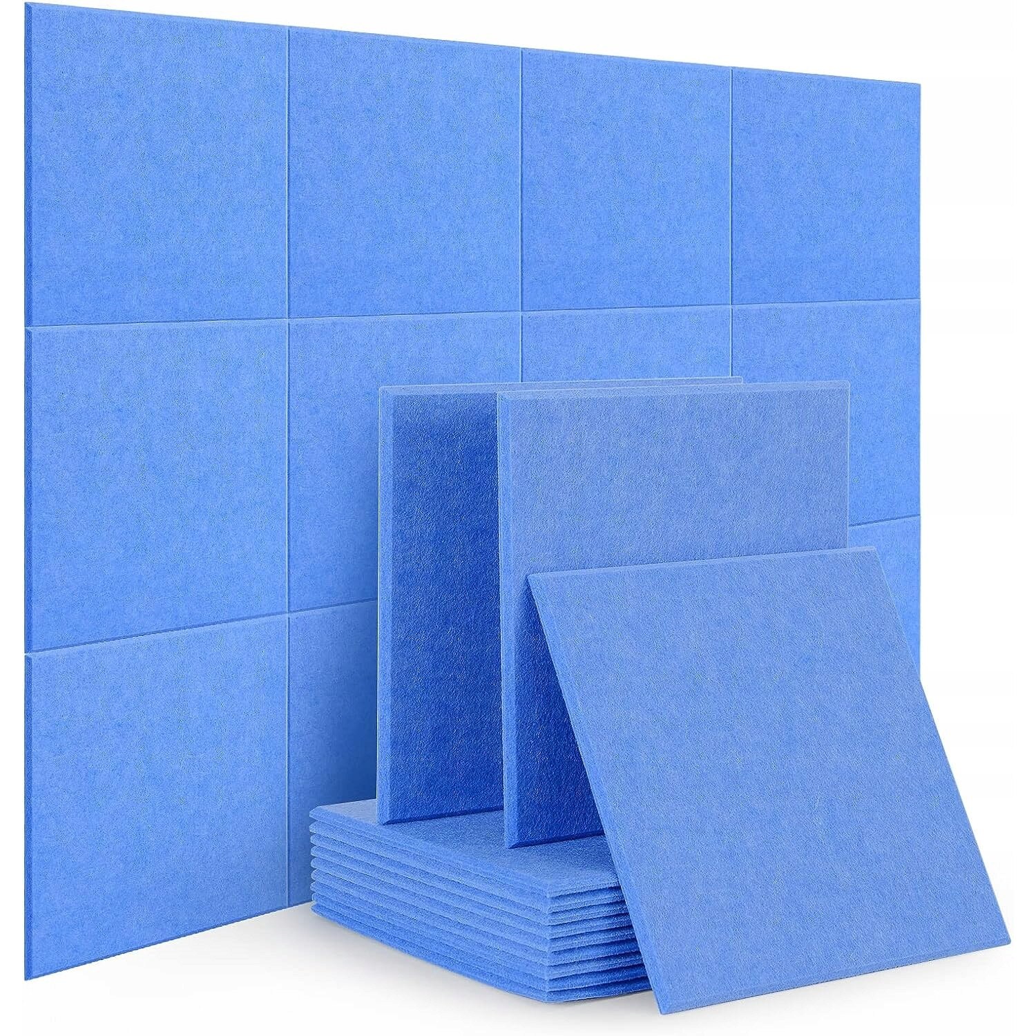 Set 12 panouri acustice decorative, Poliester, 30x30x1cm, Albastru ...