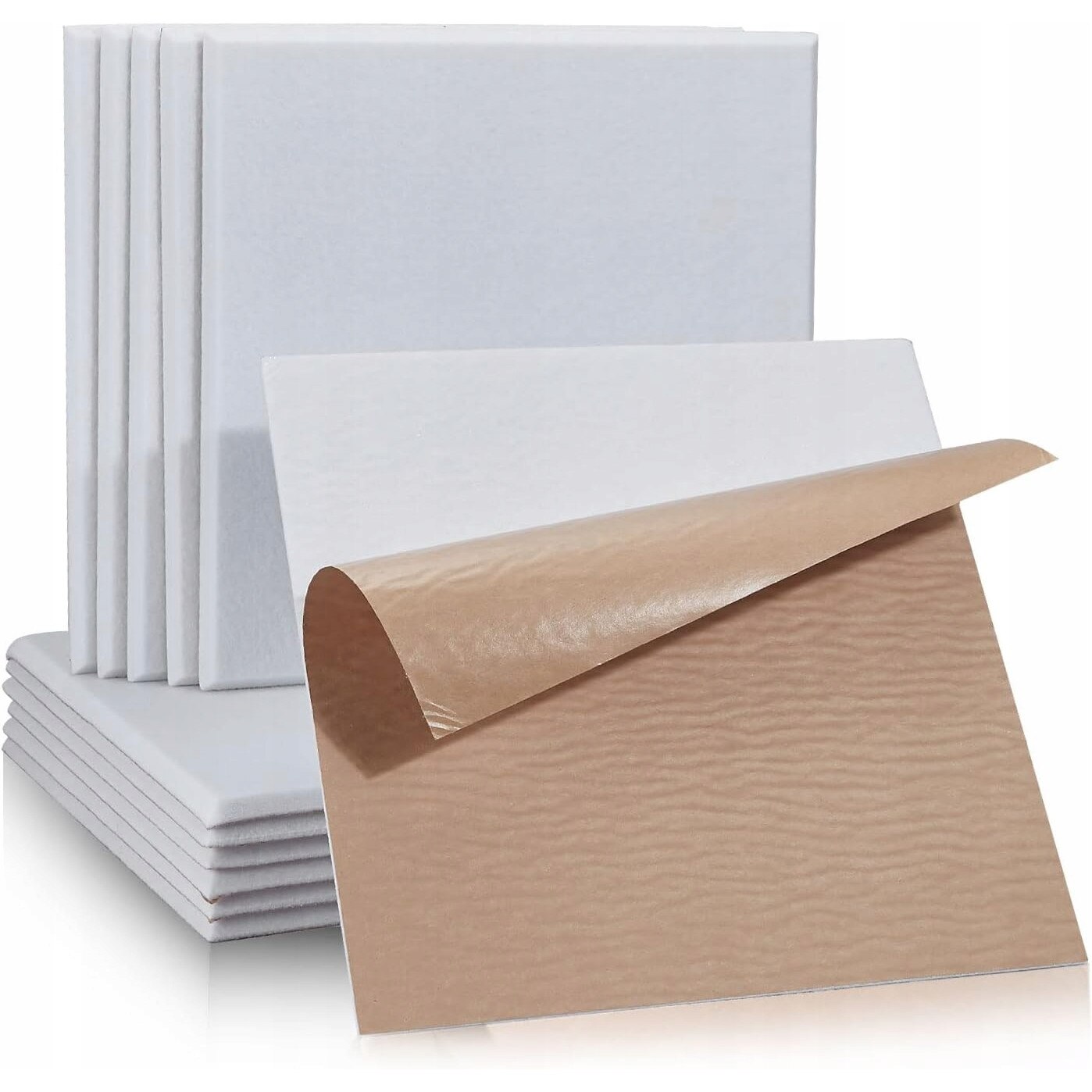 Set 12 panouri acustice autoadezive, Poliester, 30x30x0.9cm, Alb - eMAG.ro