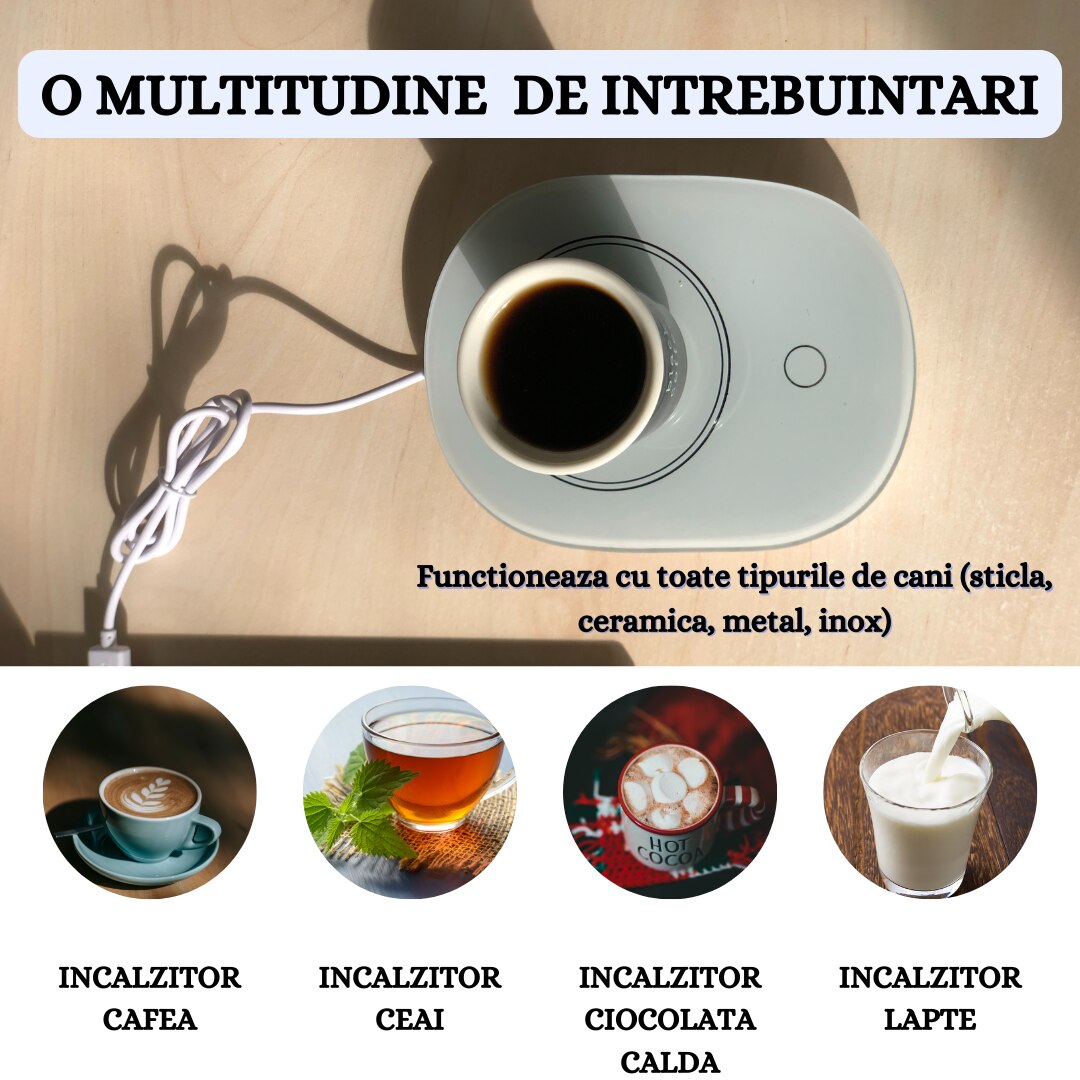 Incalzitor Electric pentru Cana de Cafea, Ceai, Ciocolata Calda, Lapte ...