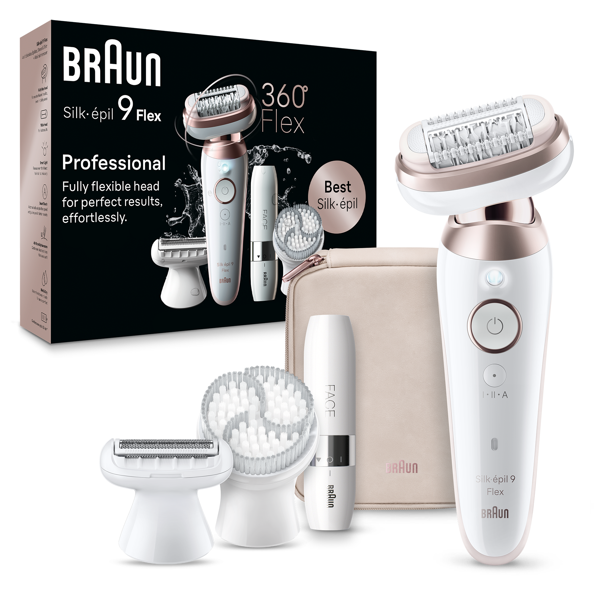 Епилатор Braun Silk-epil 9 9-360 Flex 360° Wet & Dry, Smart Touch, 40 пинсети, 2 скорости ...