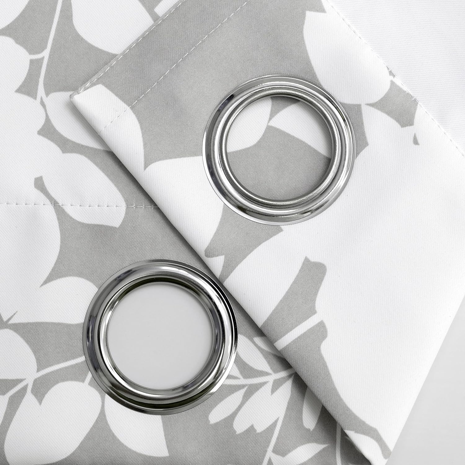 Perdele decorative, DriftAway, gri cu frunze, 168x229cm, set de 2 - eMAG.ro