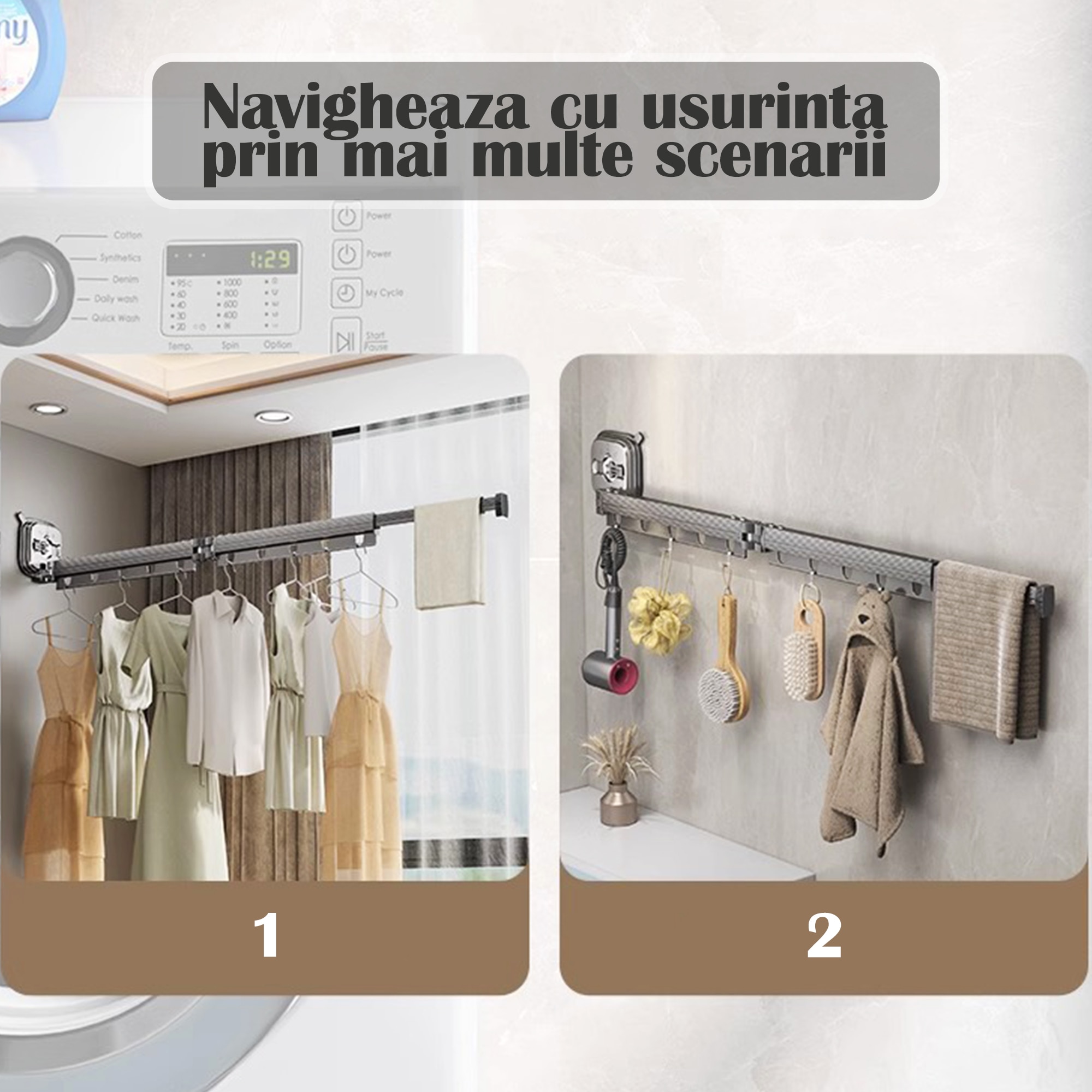 Uscator de rufe Pliabil, Multifunctional, Aluminiu, Antioxidant ...