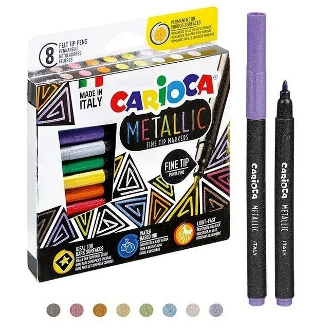 Set carioci, Carioca, Metalice, 8 bucati, Multicolor - eMAG.ro