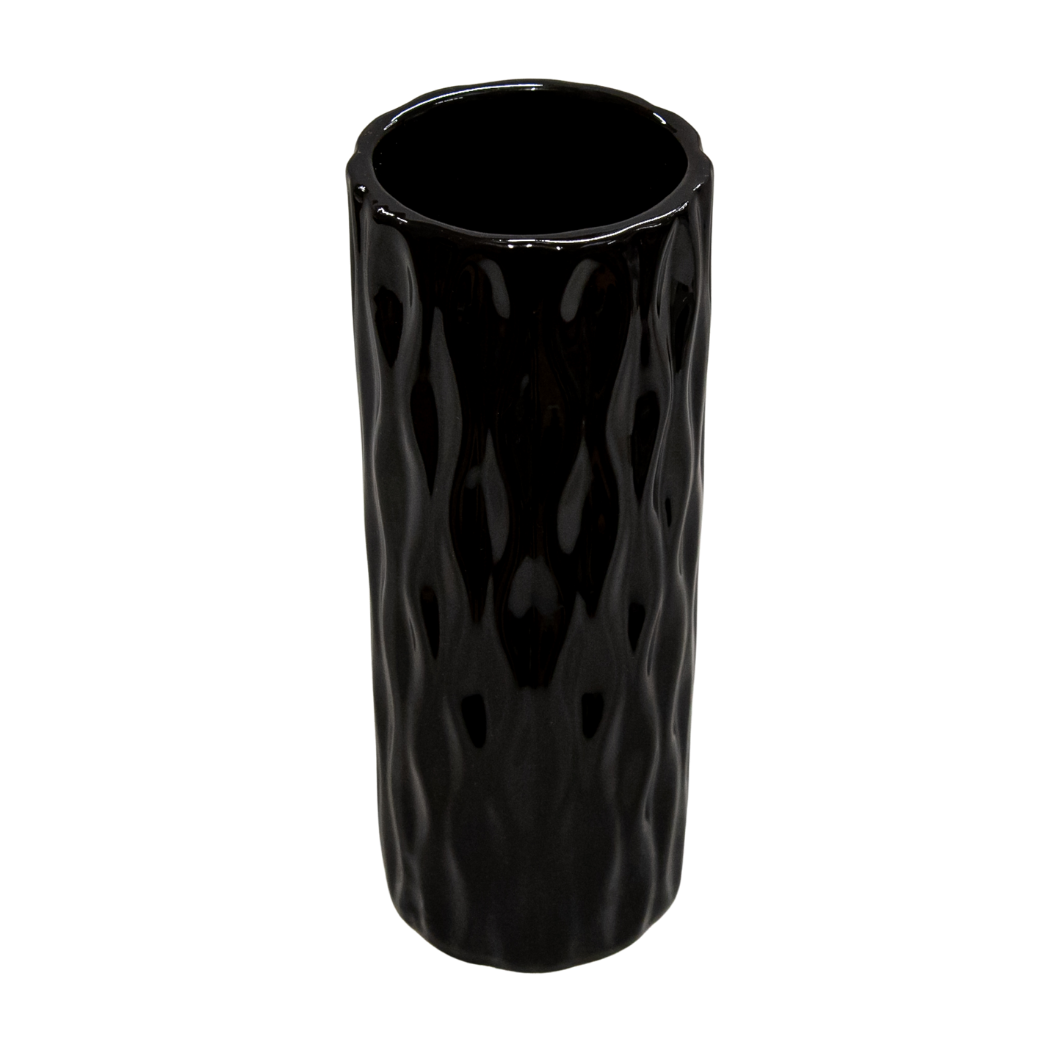 Vaza din ceramica, neagra, cu model in valuri, 18, 5x7 cm - eMAG.ro