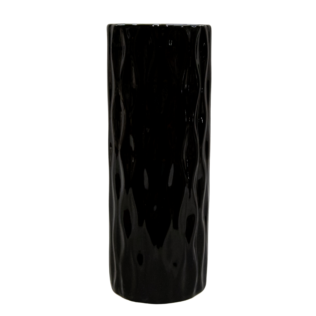 Vaza Din Ceramica Neagra Cu Model In Valuri 18 5x7 Cm Emagro