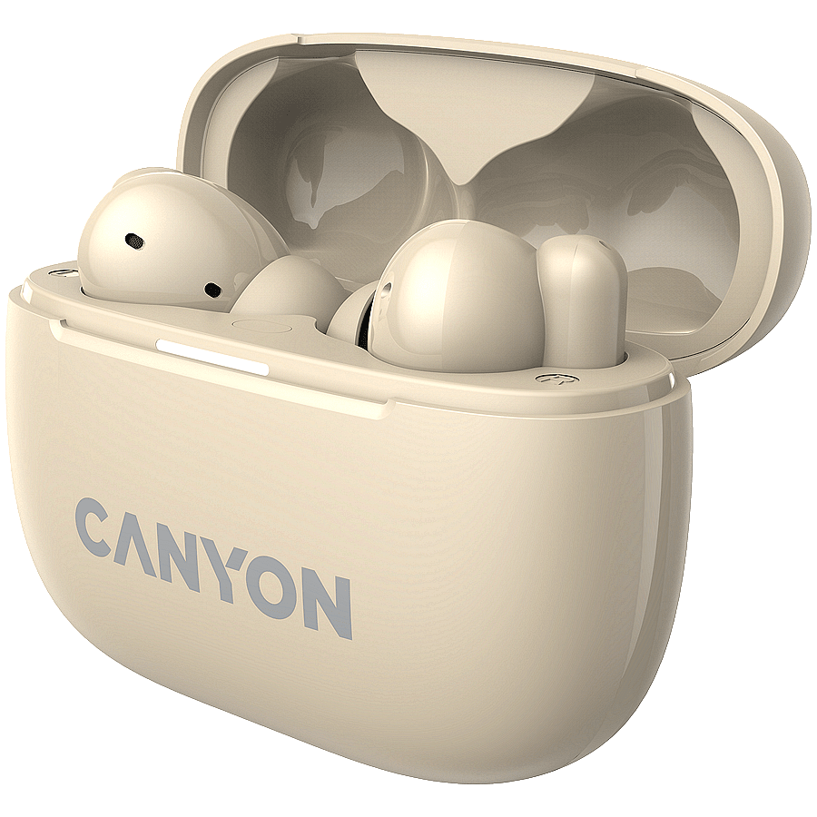 Безжични слушалки Canyon, TWS-10, ANC+ENC, Bluetooth, Микрофон, Бежов ...