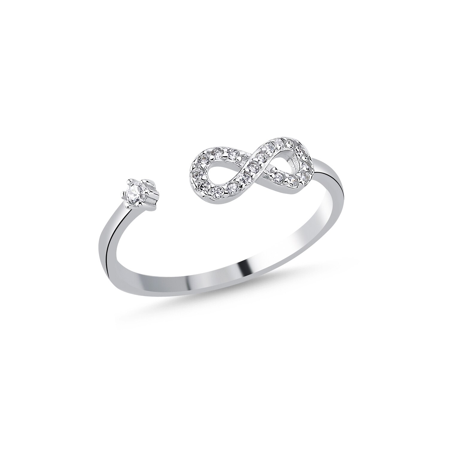 Inel argint cu infinit si zirconii, BeSpecial, ITU0571, Diametru reglabil - eMAG.ro