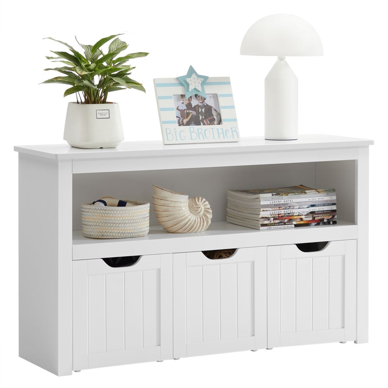 Comoda cu rafturi, Songmics, MDF, 102 x 30 x 60 cm, Alb - eMAG.ro