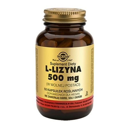 Supliment alimentar Solgar L-Lizyna, 500 mg, capsule vegetale, 50 buc ...