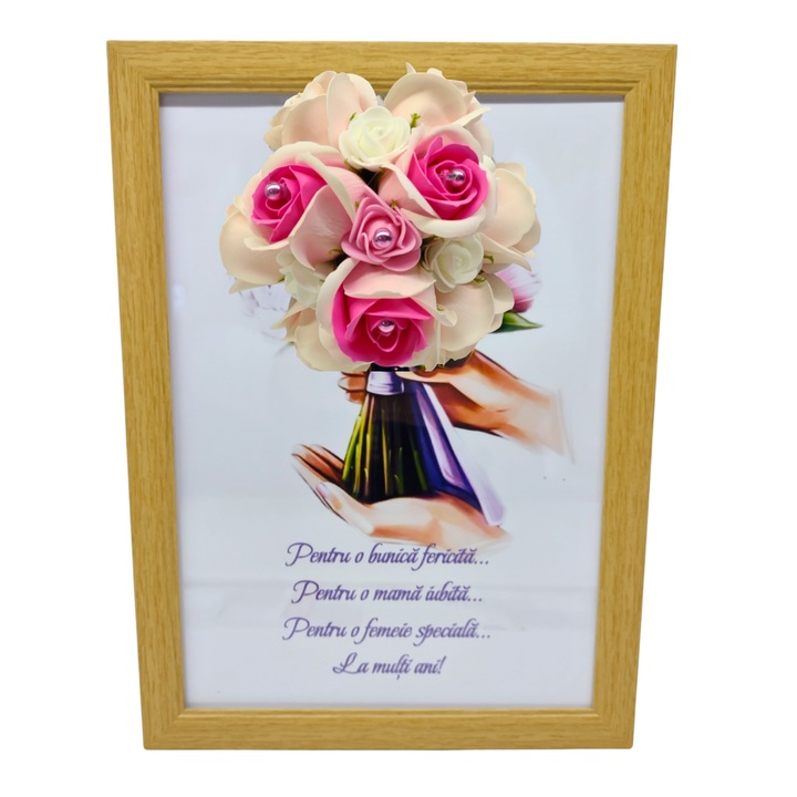Tablou in rama A4 (30x21 cm - Pentru o bunica fericita, pentru o mama ...