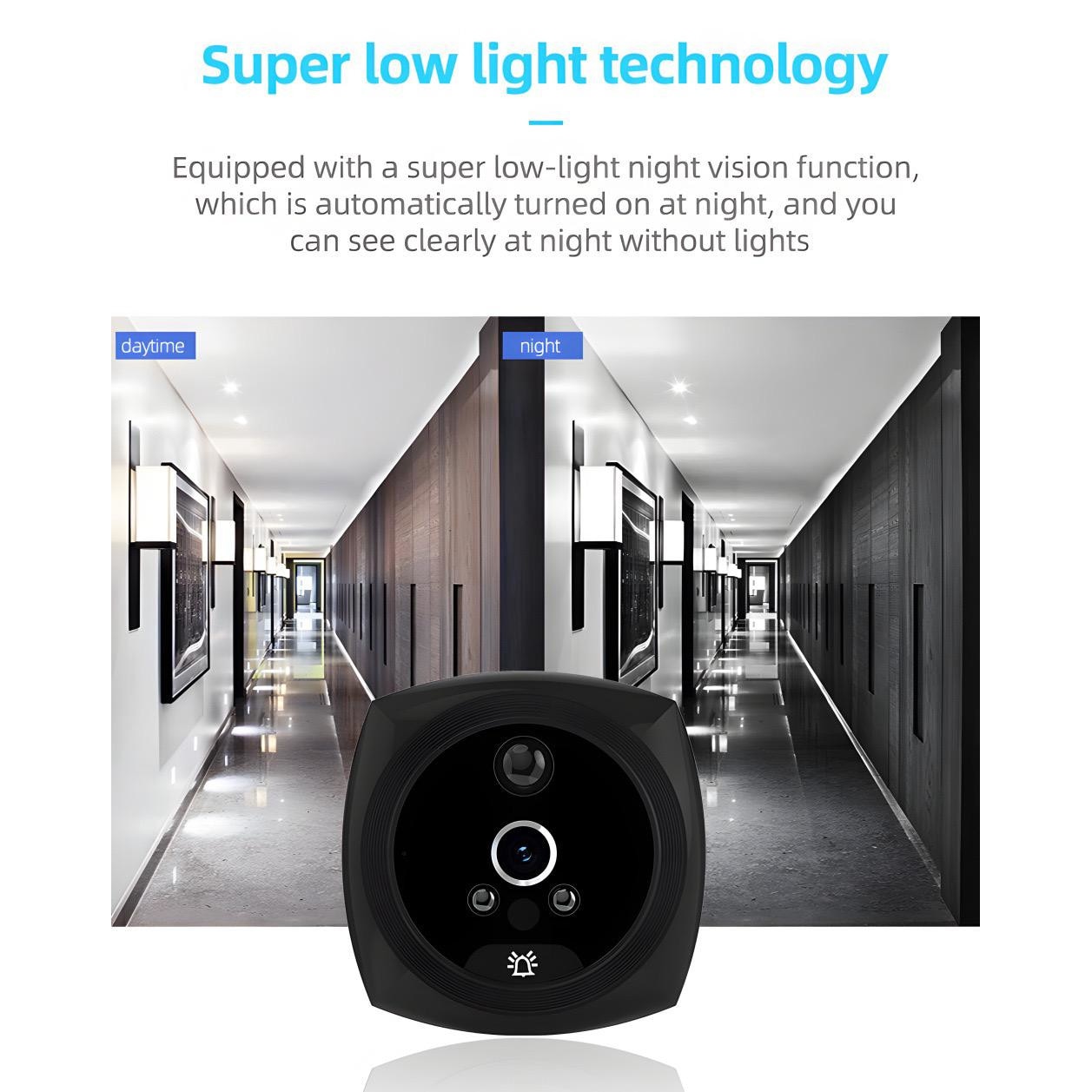 Vizor electronic pentru usi, mod vedere nocturna in infrarosu, sonerie ...